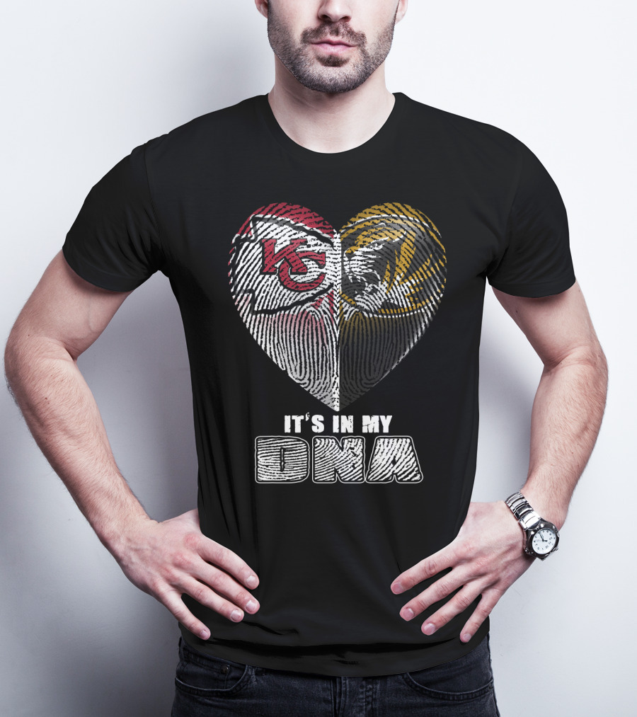 It's In My Dna Kc Chiefs Heartprint Tigers Fan Pride T-Shirt