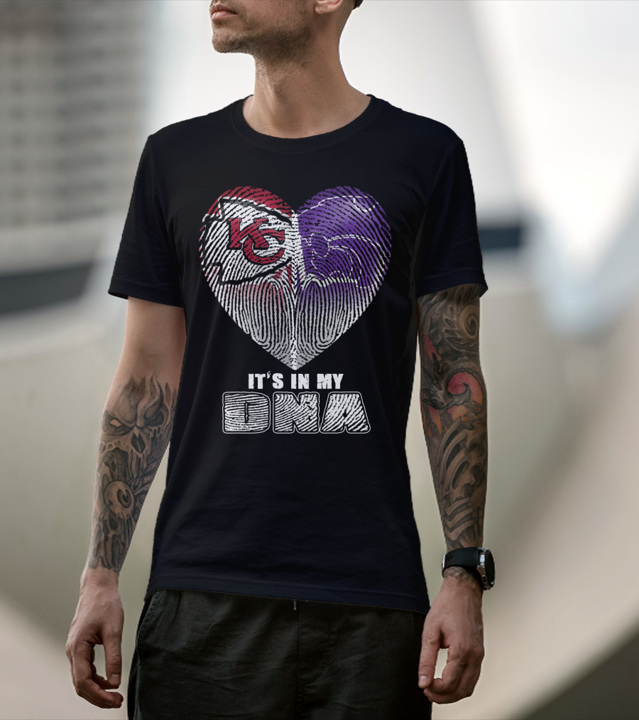 It's In My Dna Kc Chiefs K-State Wildcats Heart T-Shirt