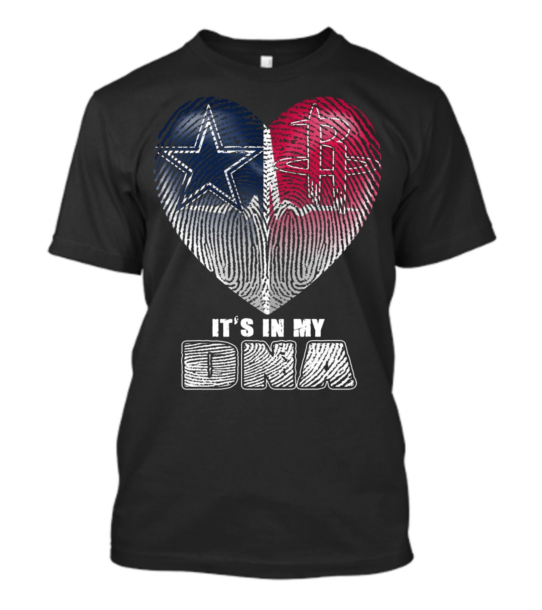 It's In My Dna Dallas Houston Heart Fingerprint T-Shirt