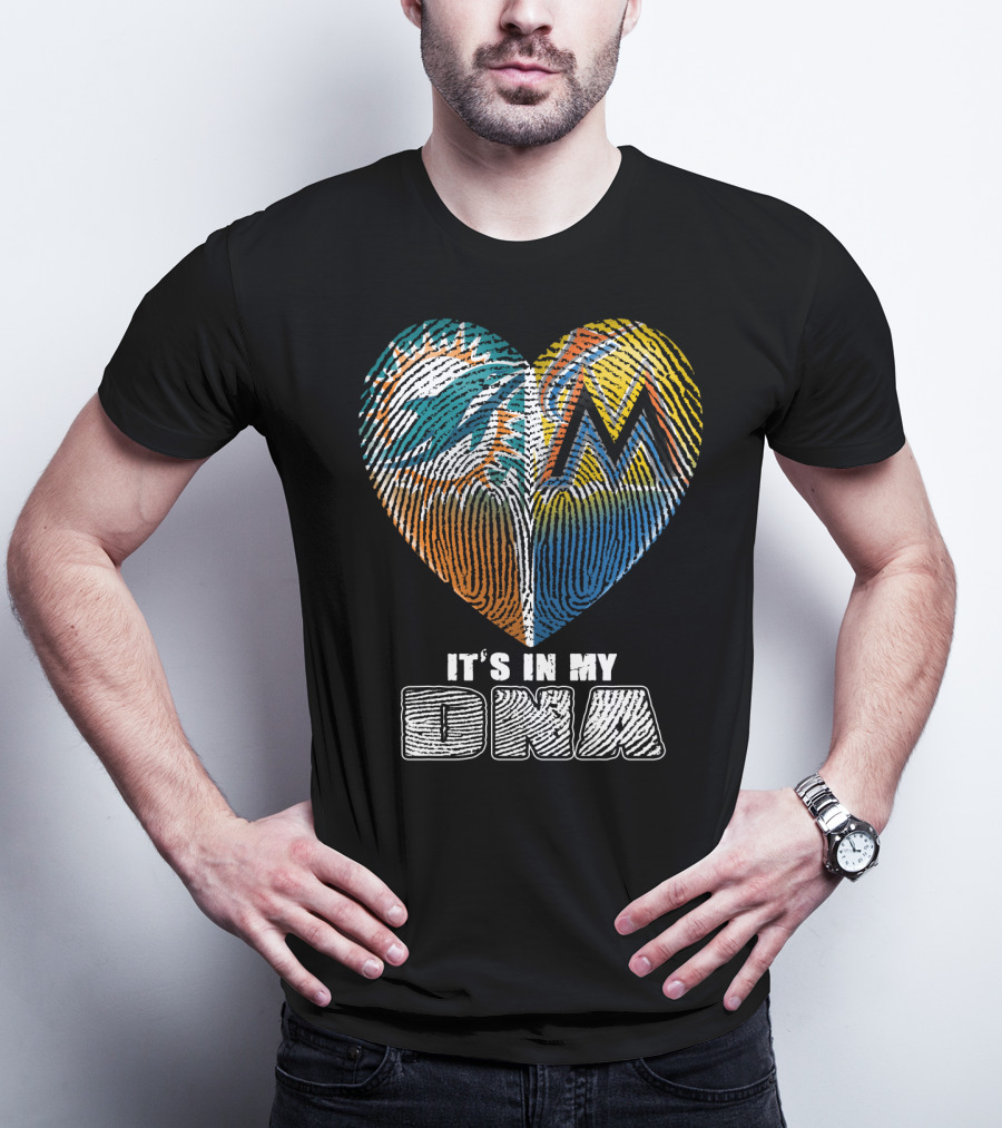 Miami Dolphins Marlins Heart It's In My Dna T-Shirt
