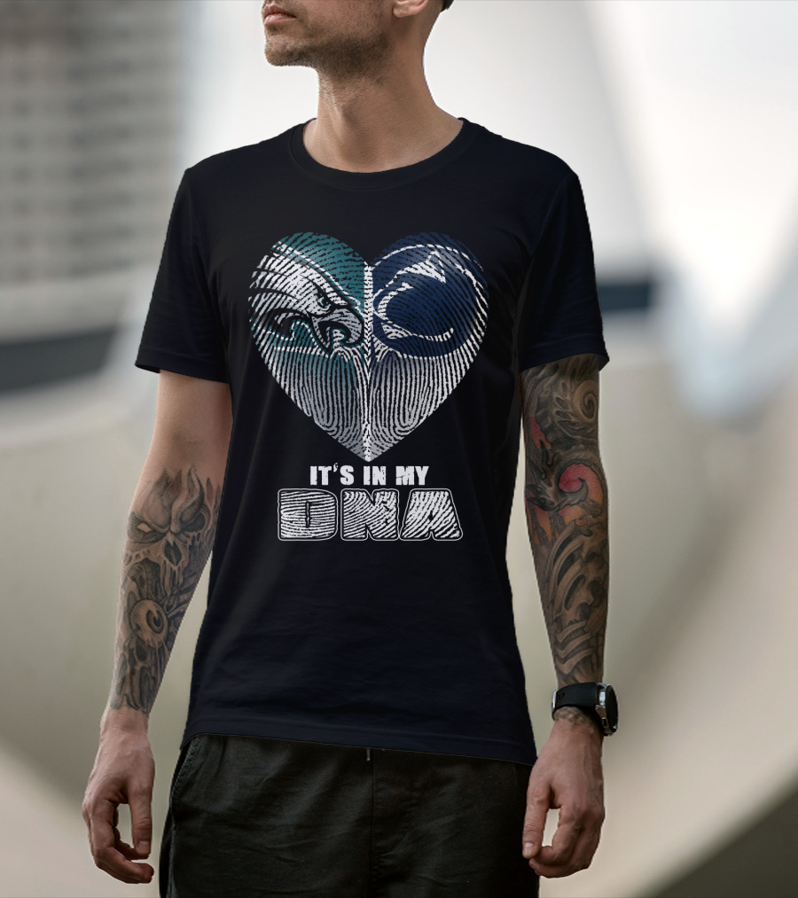 It's In My Dna Eagles Penn State Heart Fingerprint T-Shirt
