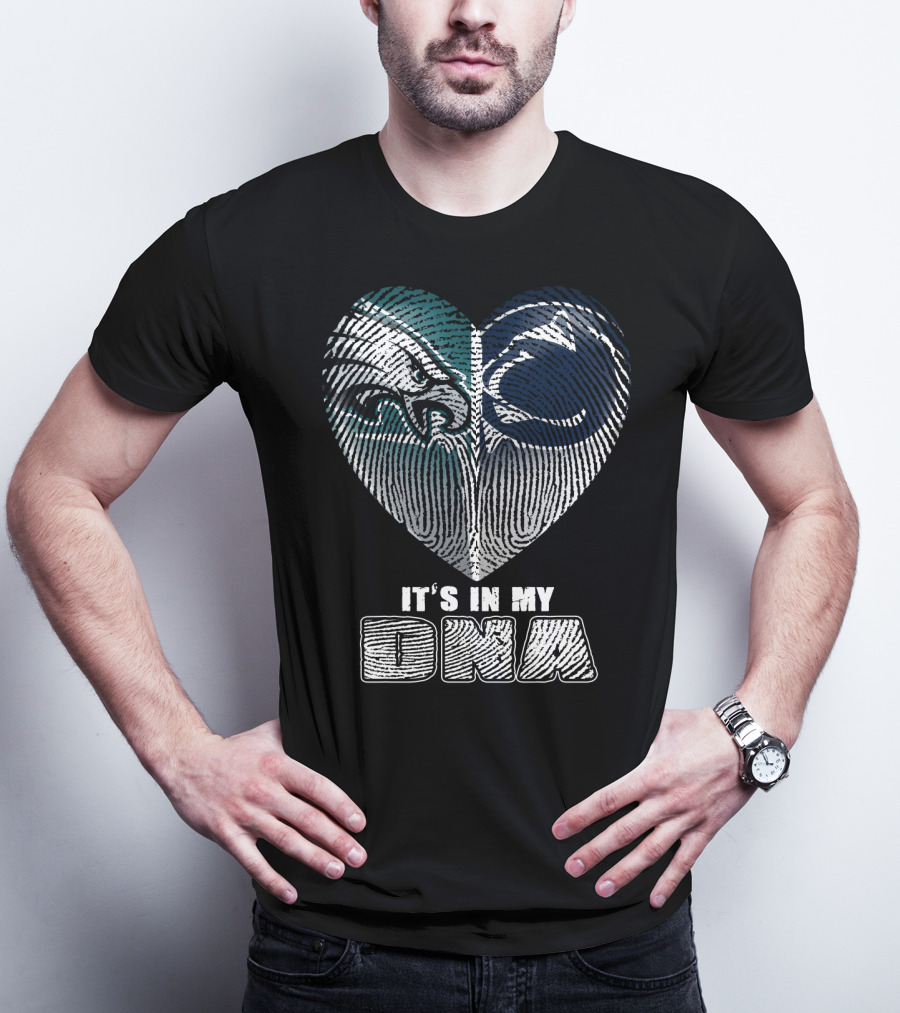 It's In My Dna Eagles Penn State Heart Fingerprint T-Shirt