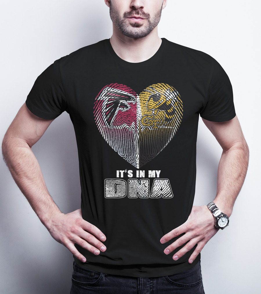 It's In My Dna Falcons Georgia Tech Heart Fingerprint T-Shirt