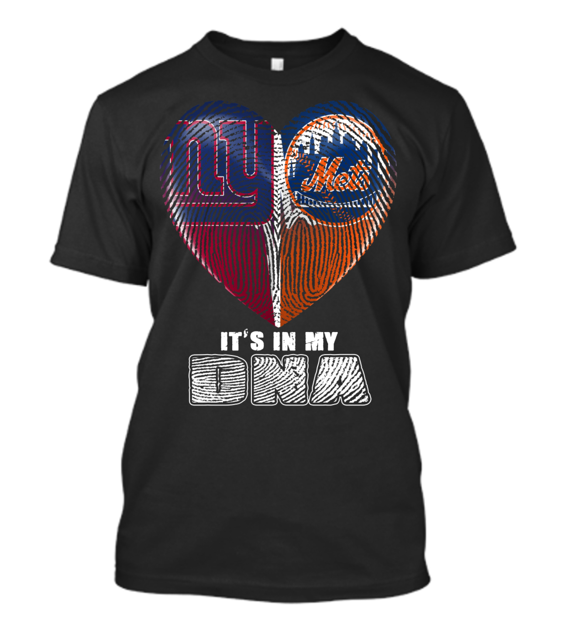 It's In My Dna Ny Giants Mets Fingerprint Heart T-Shirt