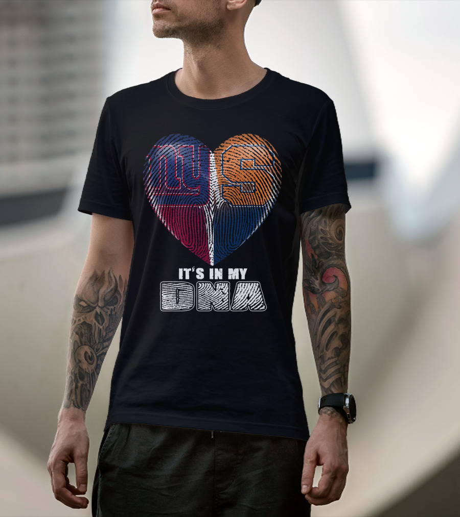 It's In My Dna New York Giants Syracuse Football Heart Fingerprint T-Shirt