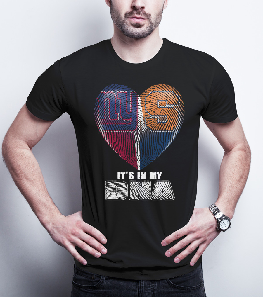 It's In My Dna New York Giants Syracuse Football Heart Fingerprint T-Shirt