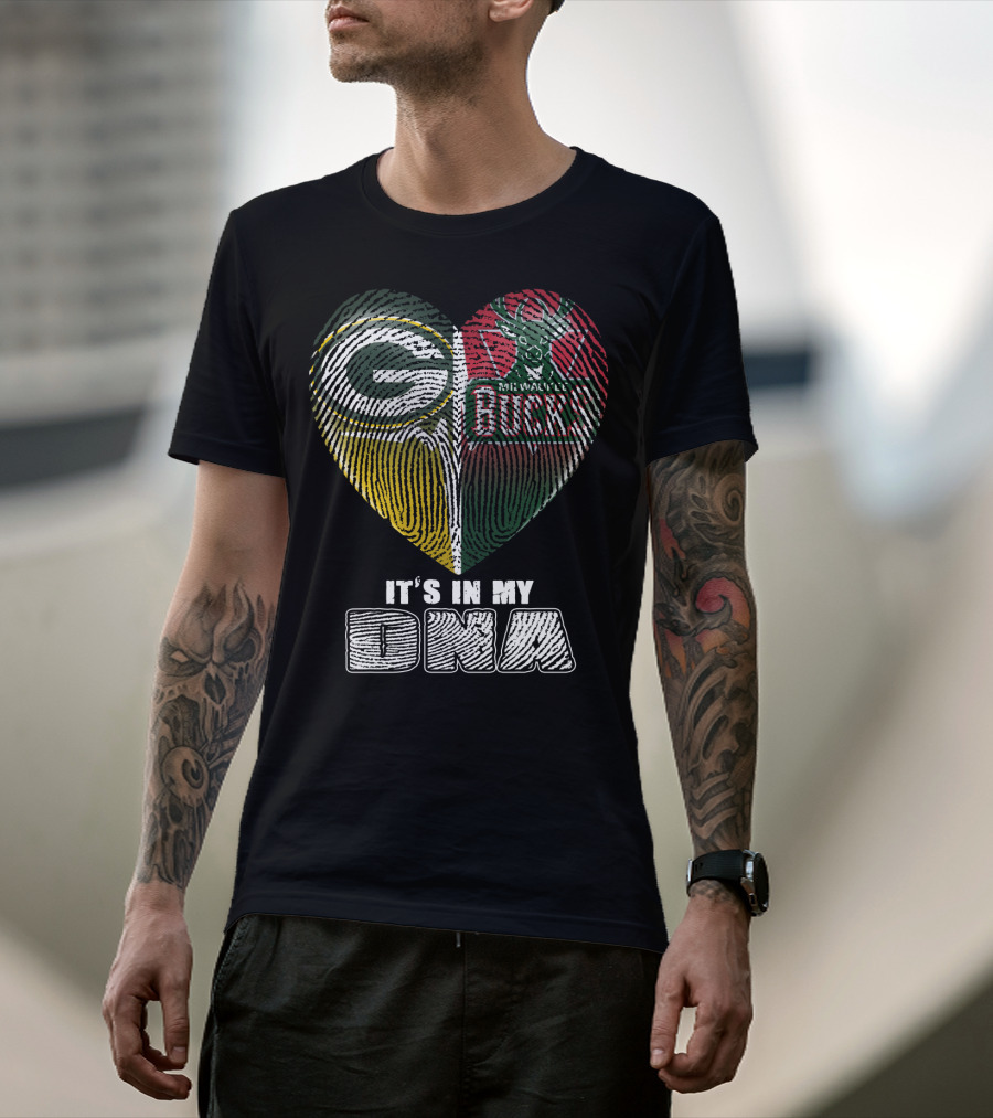 Green Bay Packers Milwaukee Bucks It's In My Dna T-Shirt