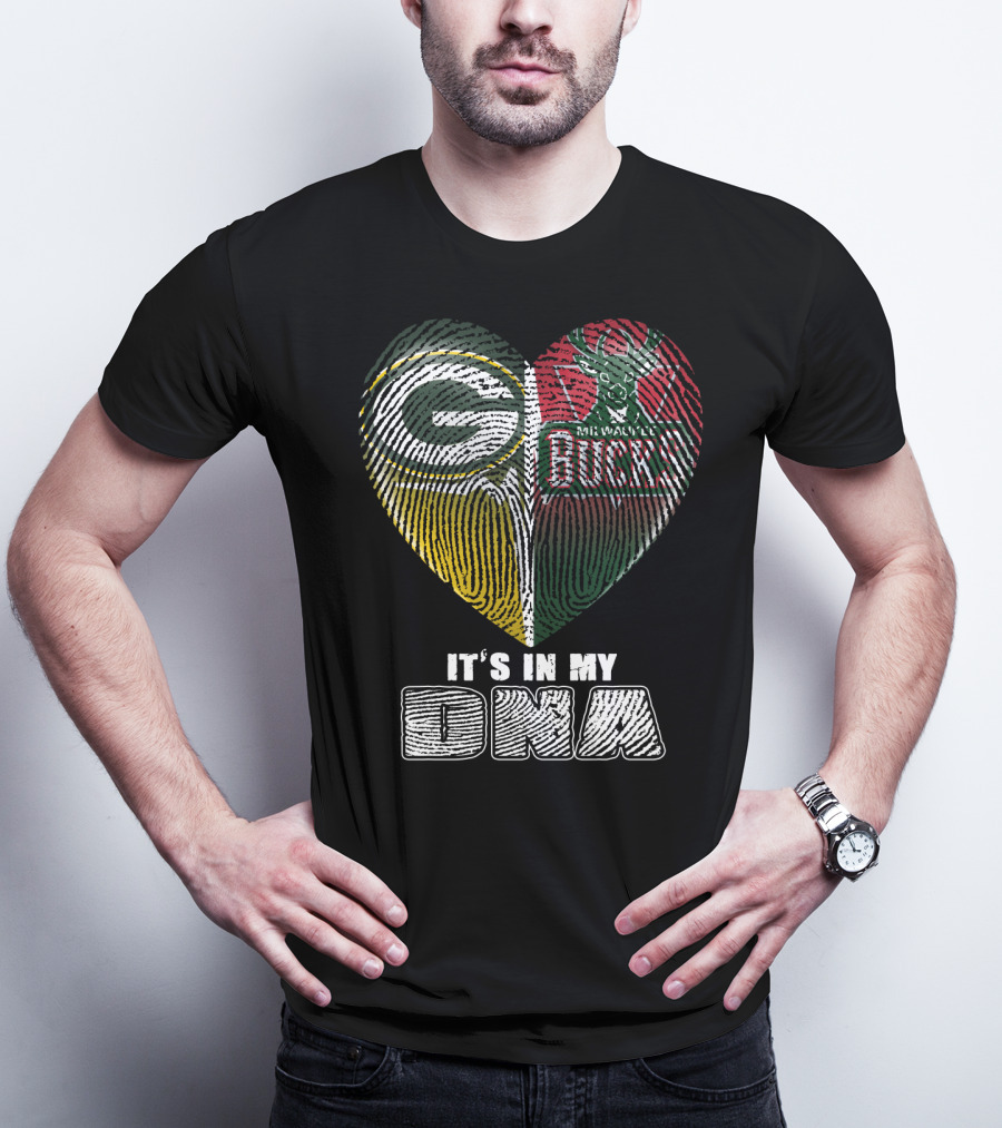 Green Bay Packers Milwaukee Bucks It's In My Dna T-Shirt