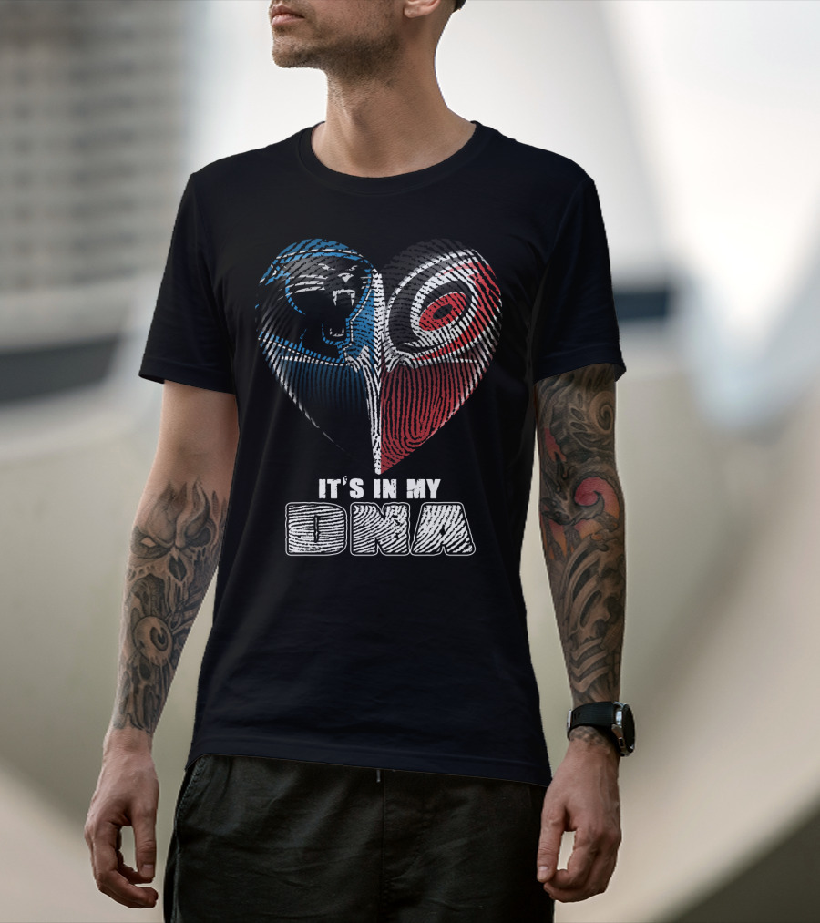 Carolina Panthers And Hurricanes It's In My Dna Heartprint T-Shirt