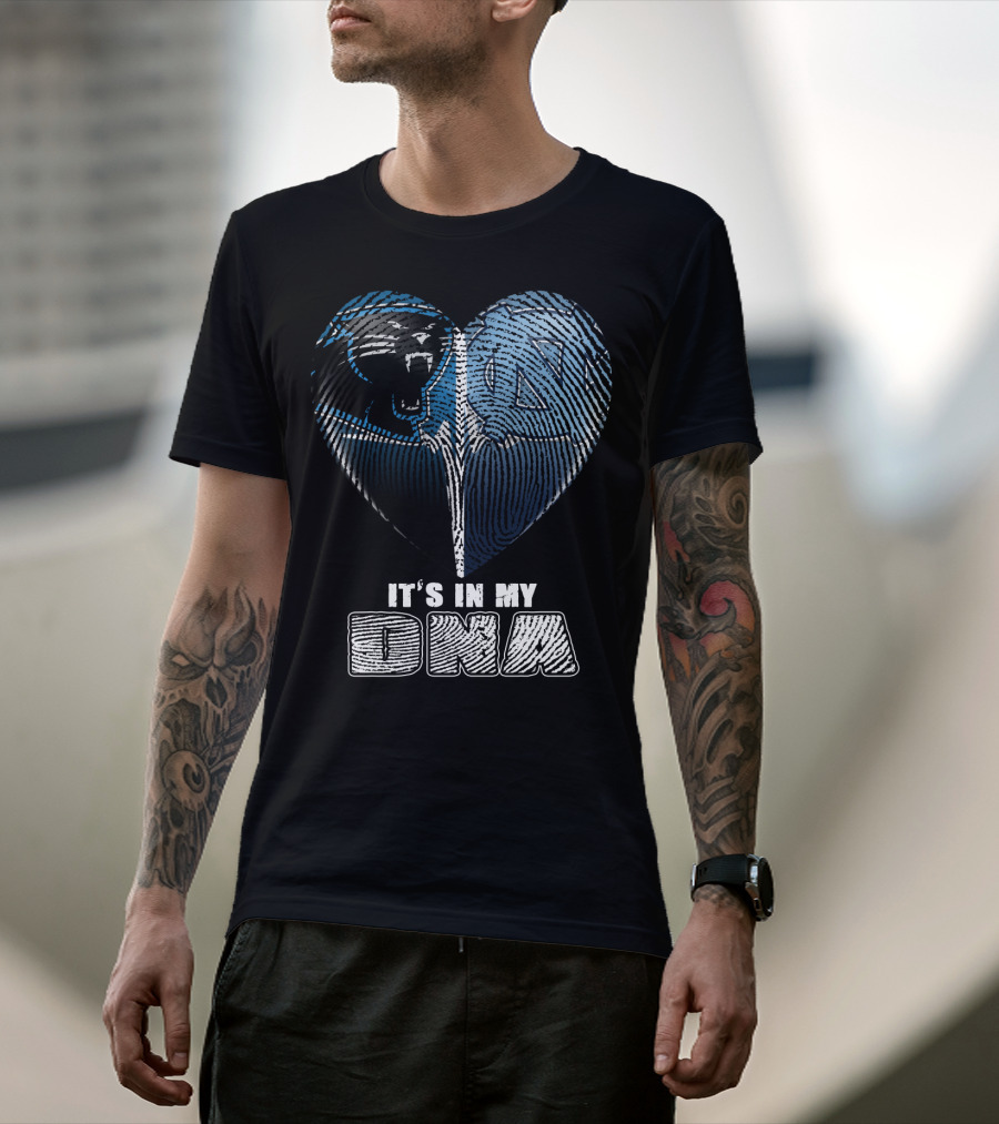 It's In My Dna Carolina Panthers North Carolina Tar Heels Heart Fingerprint T-Shirt
