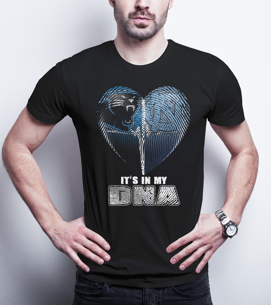 It's In My Dna Carolina Panthers North Carolina Tar Heels Heart Fingerprint T-Shirt