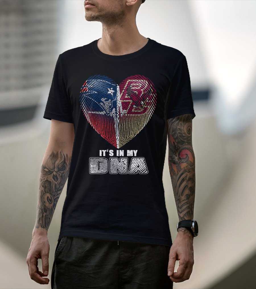 It's In My Dna Patriots Boston College Heart Fingerprint T-Shirt