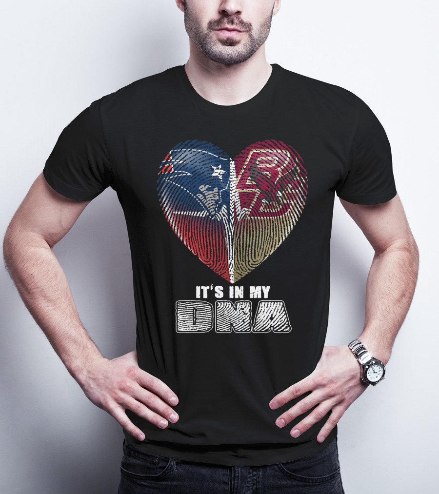 It's In My Dna Patriots Boston College Heart Fingerprint T-Shirt