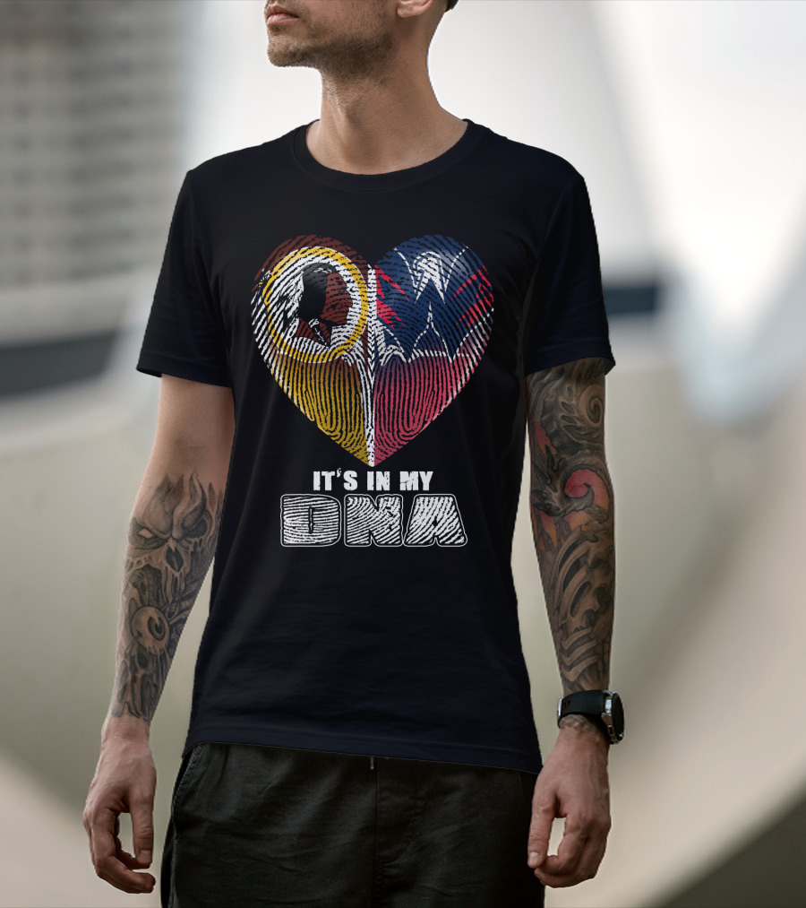 It's In My Dna Washington Football And Wizards Heart Fingerprint T-Shirt