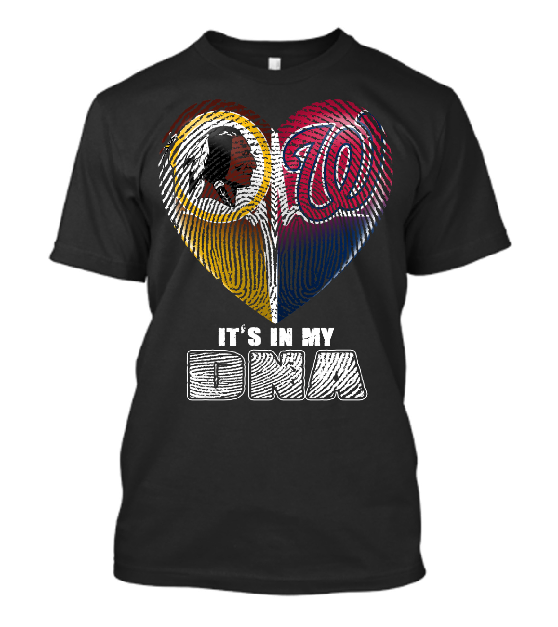 It's In My Dna Washington Redskins Washington Nationals Heart Fingerprint T-Shirt