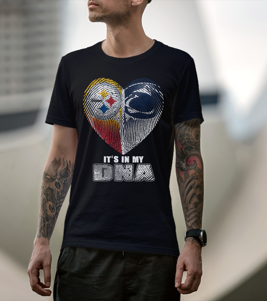 It's In My Dna Steelers Penn State Heart Fingerprint T-Shirt