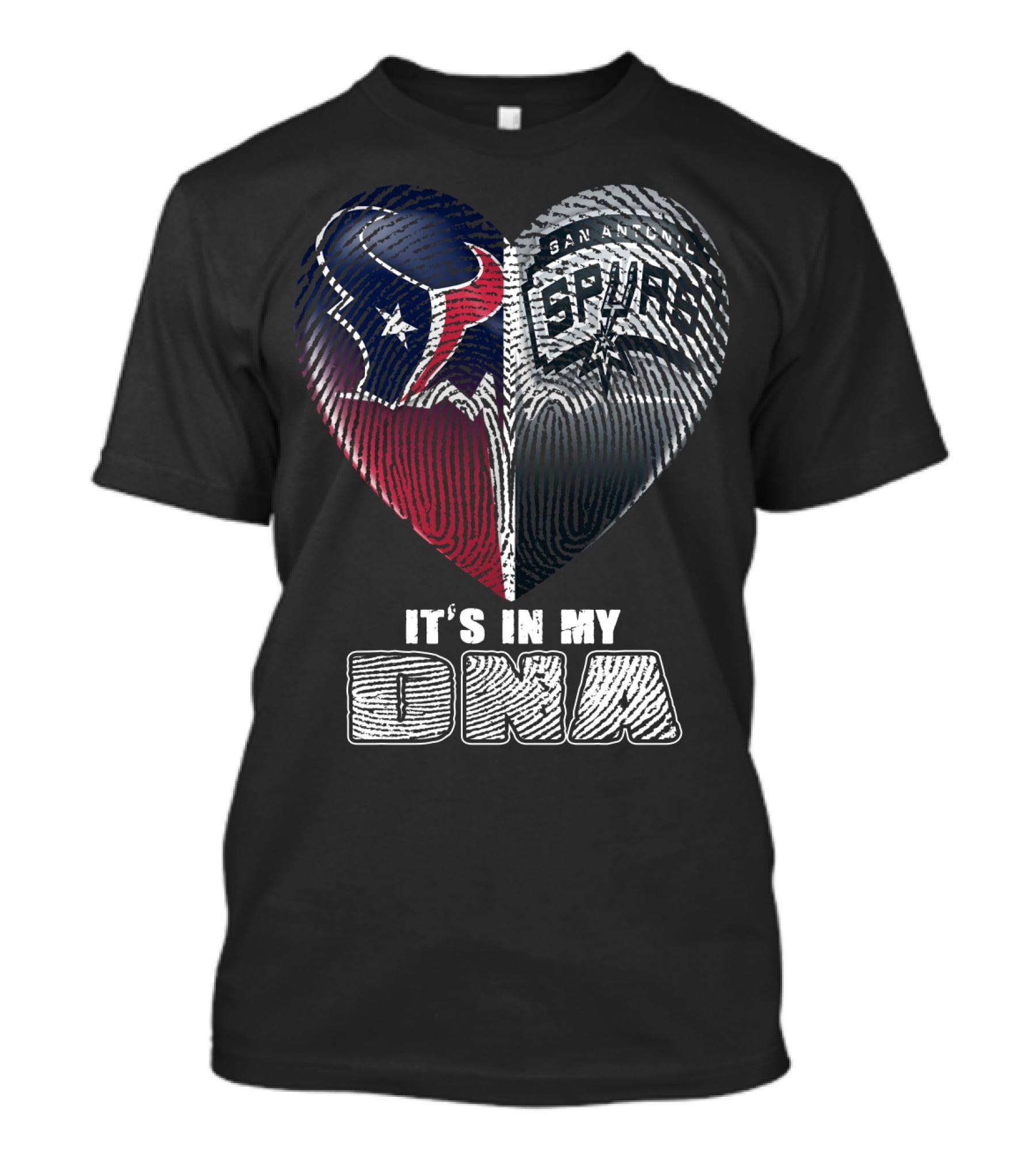 It's In My Dna Houston Texas San Antonio Spurs Heart Fingerprint T-Shirt