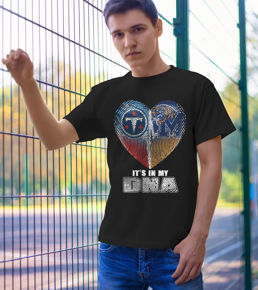 It's In My Dna Tennessee Titans Memphis Tigers Fingerprint Heart T-Shirt