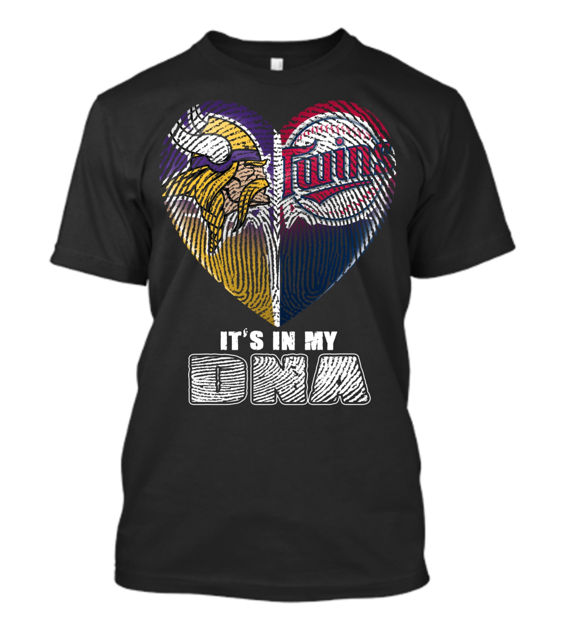 Vikings Twins Fingerprint Heart It's In My Dna T-Shirt