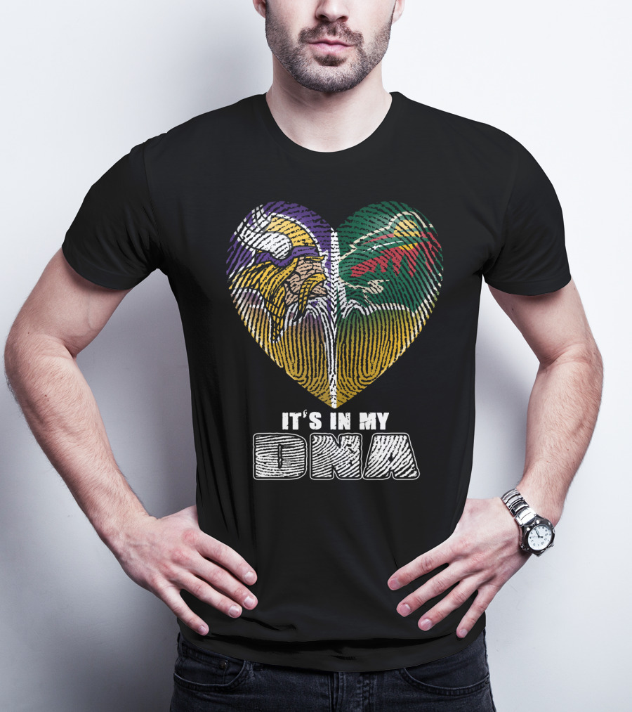 It's In My Dna Minnesota Vikings Wild Heart Fingerprint T-Shirt
