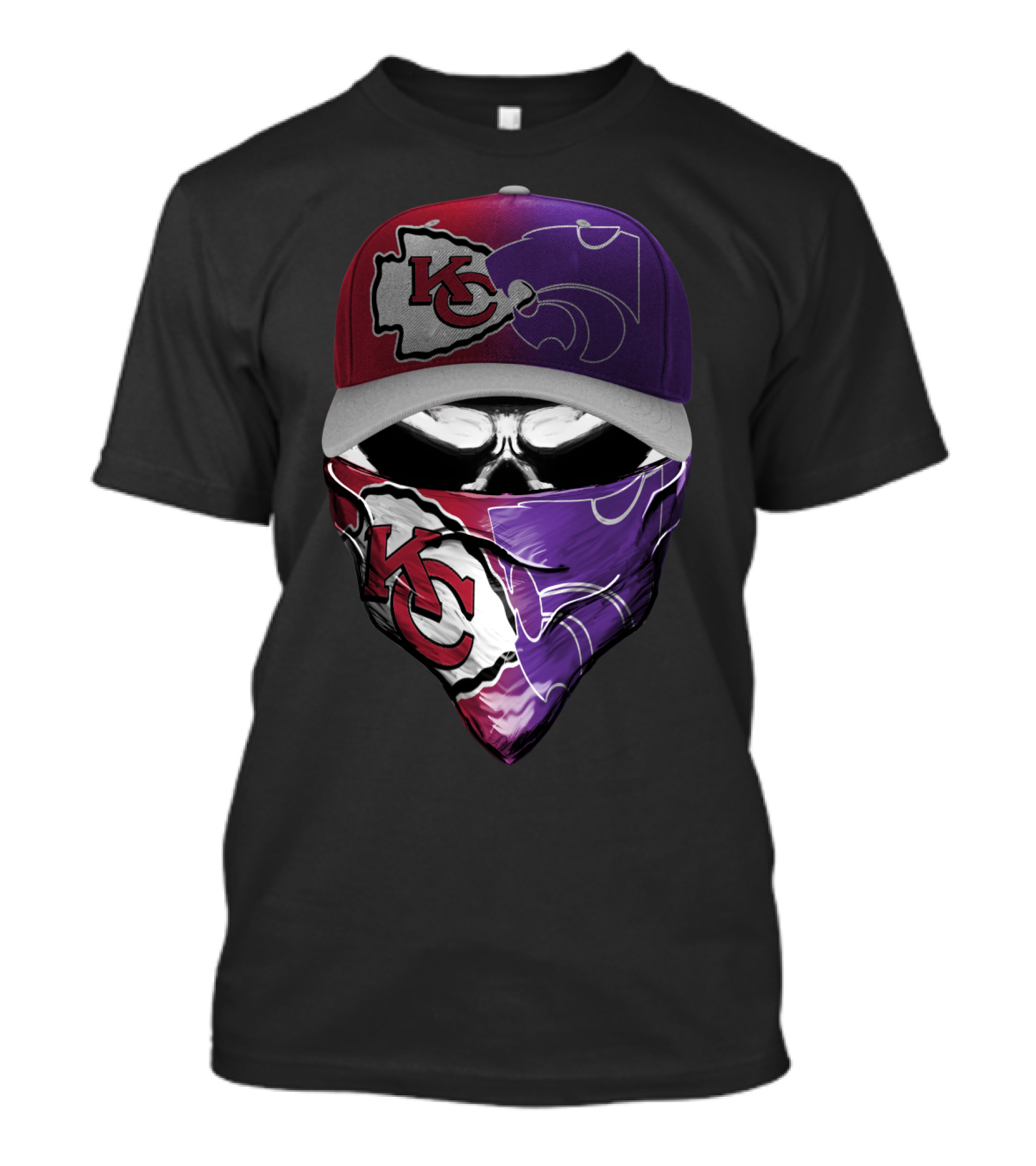Kansas City Chiefs Kansas State Wildcats Fan Skull Mask T-Shirt