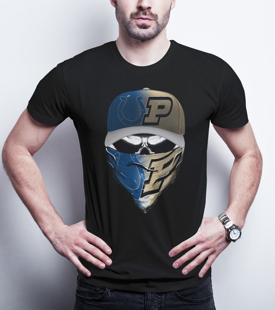 Indianapolis Colts Purdue Boilermakers Skull Mask Skum T-Shirt