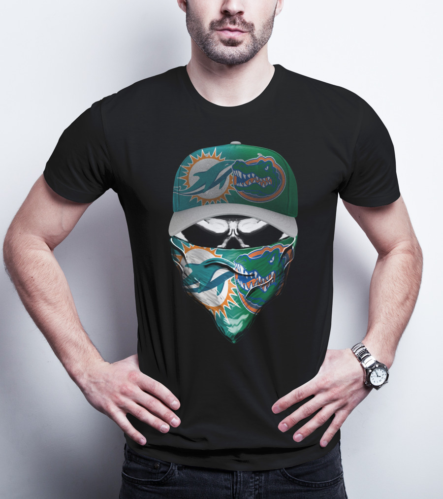 Miami Dolphins Florida Gators Skull Cap Bandana T-Shirt