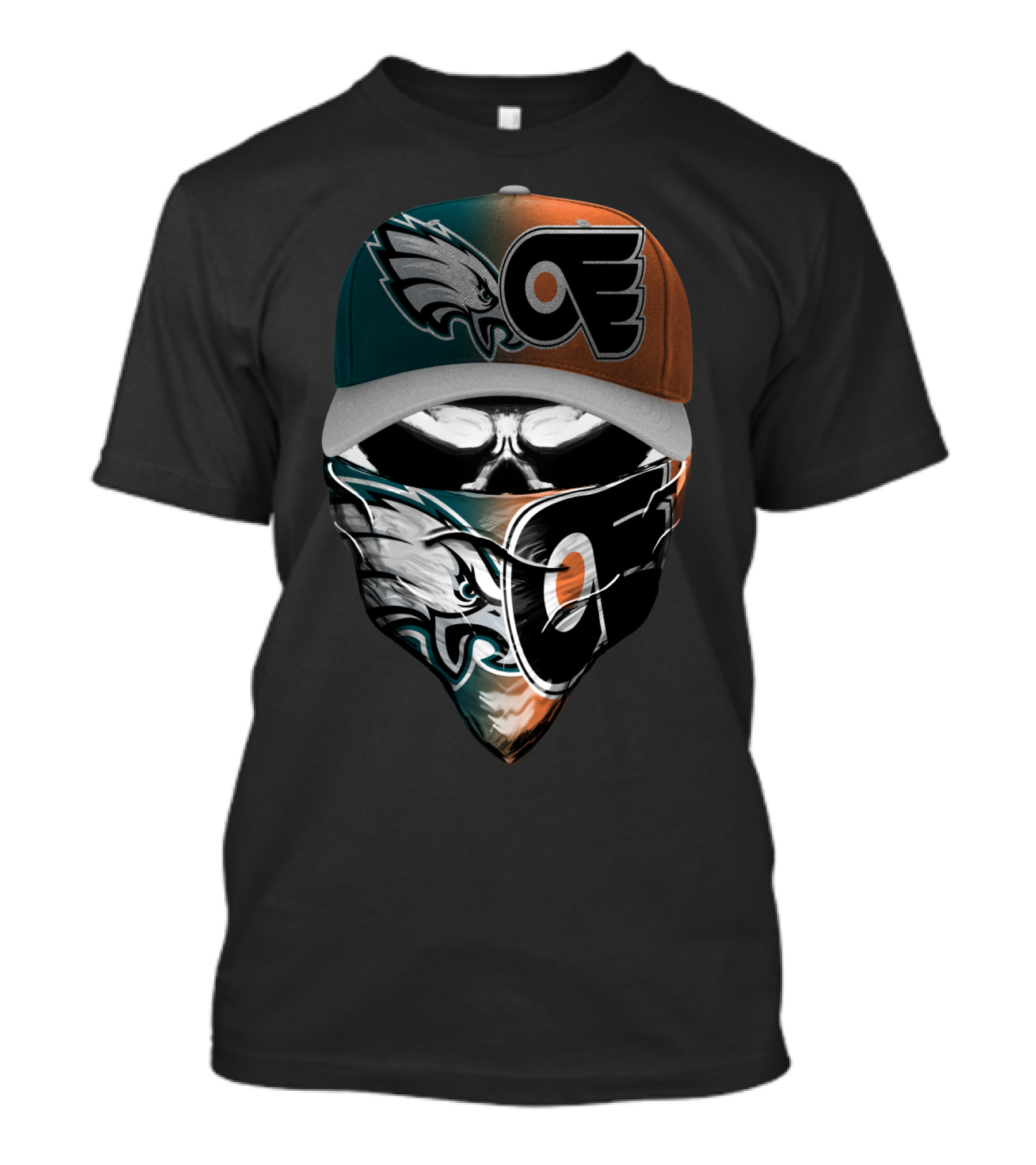 Philadelphia Eagles Flyers Fan Mask Hat Dual T-Shirt