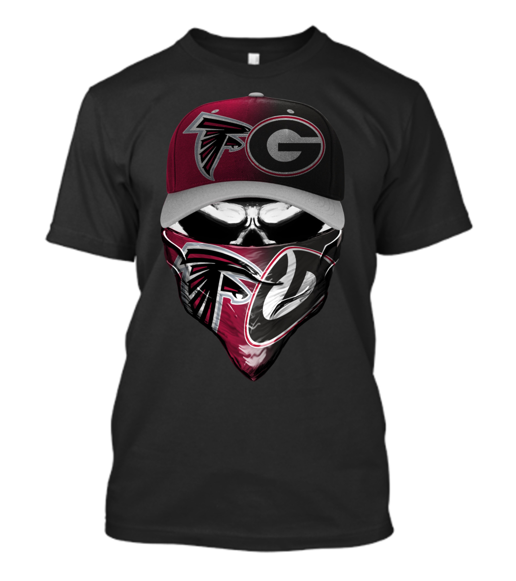 Falcons Georgia Bulldogs Skull Bandana Cap Combo T-Shirt