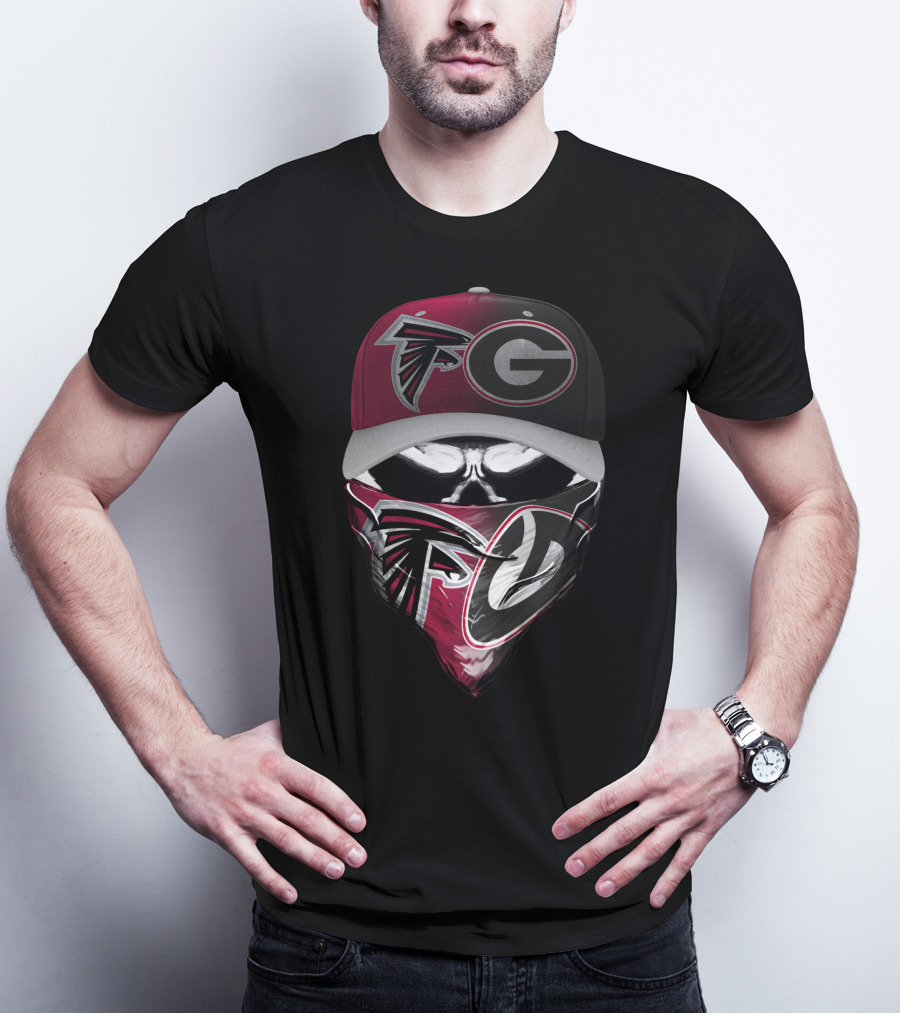 Falcons Georgia Bulldogs Skull Bandana Cap Combo T-Shirt