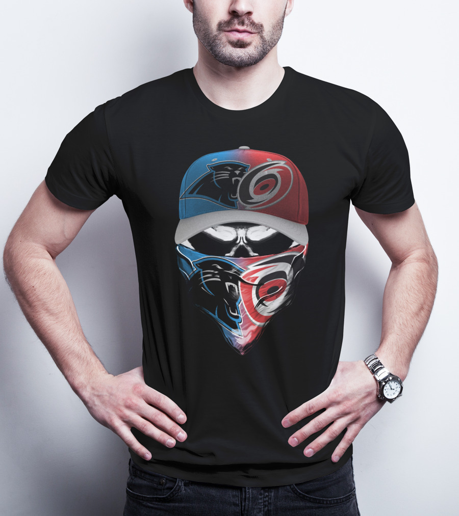 Carolina Panthers Hurricanes Dual Face Mask Hat Design 081 T-Shirt