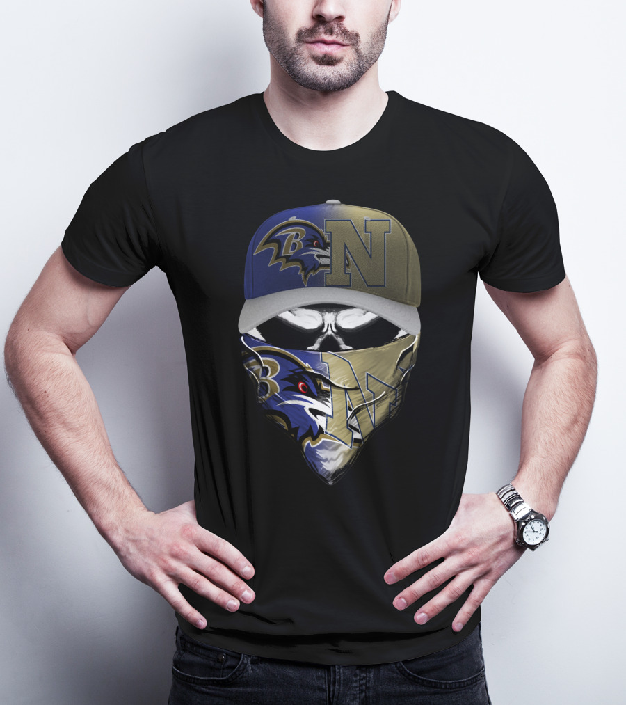 Ravens Skull Face Bandana Hat Baltimore T-Shirt