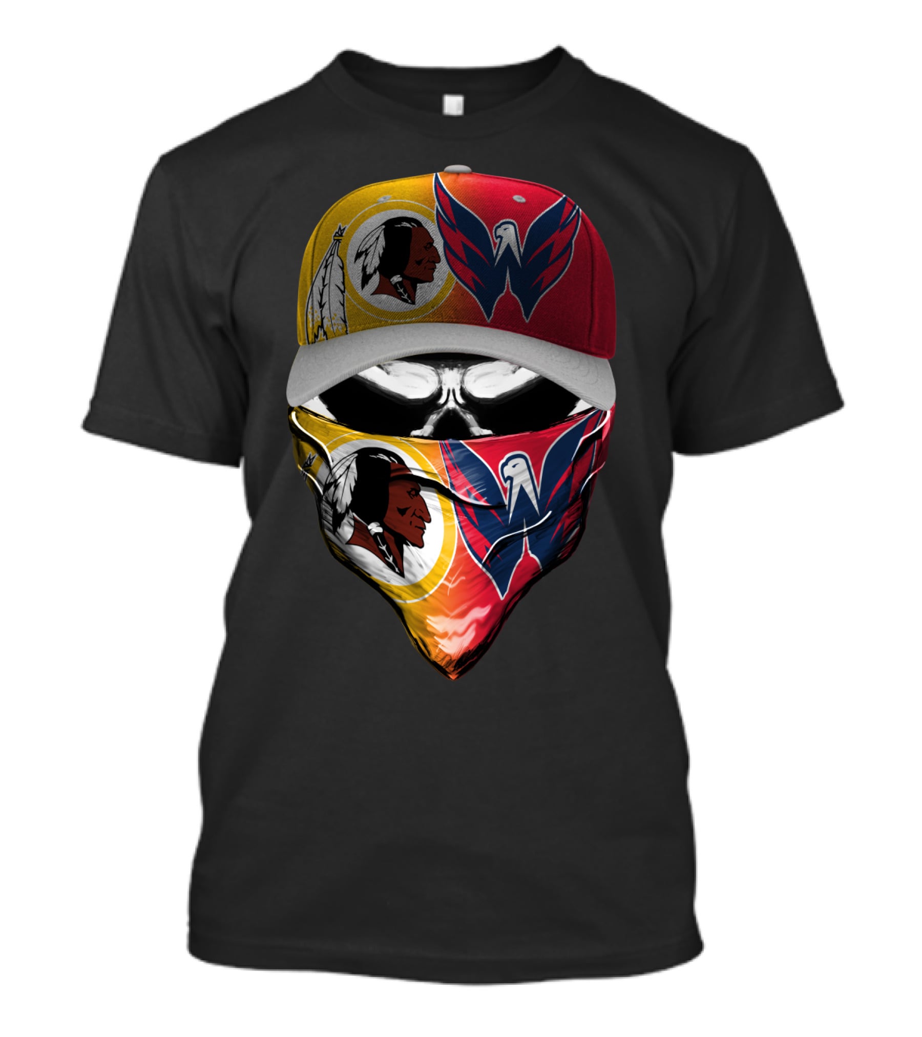 Washington Redskins And Capitals Face Covering Combo T-Shirt
