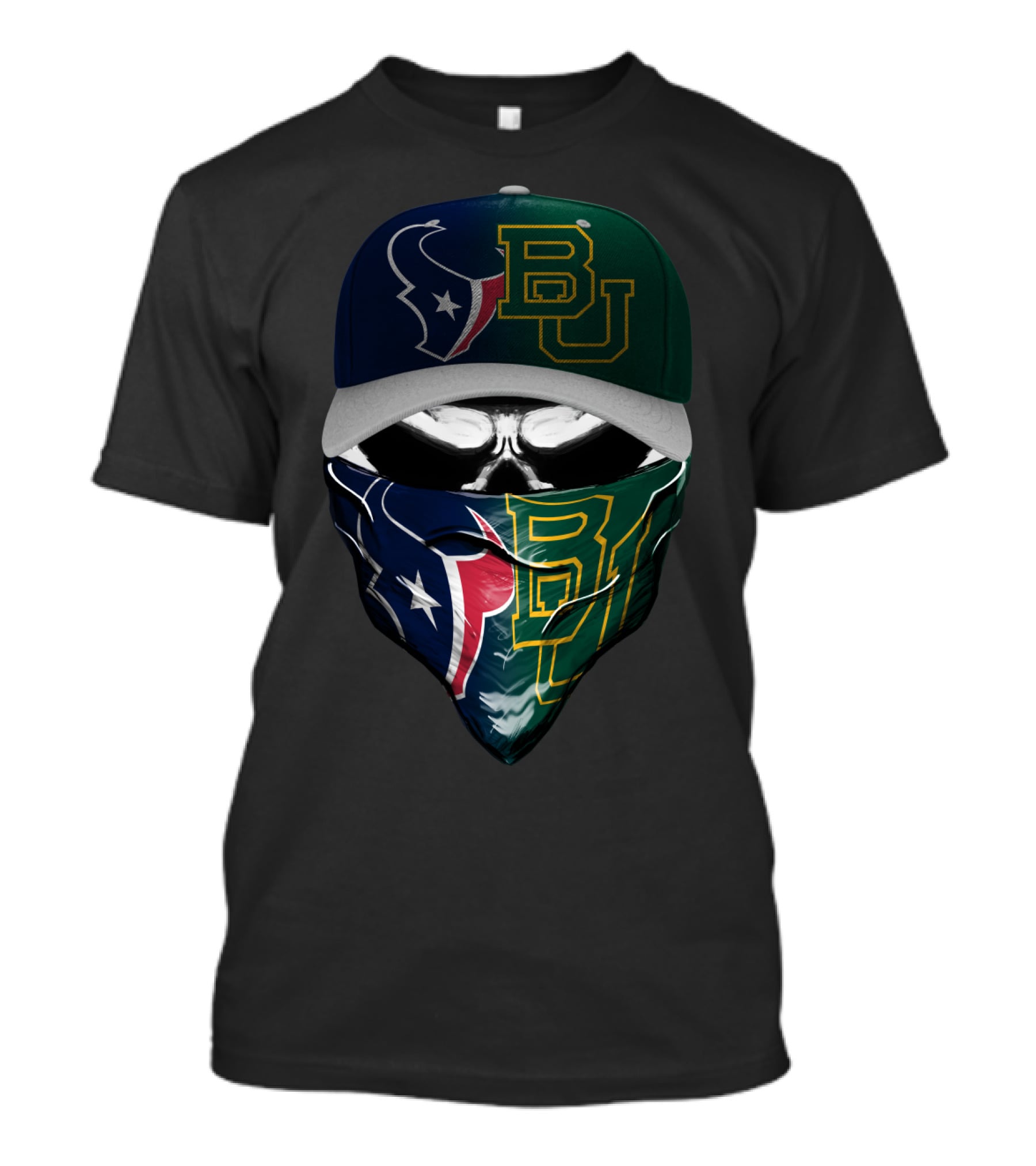 Houston Texans Baylor University Fan Mask Skull T-Shirt