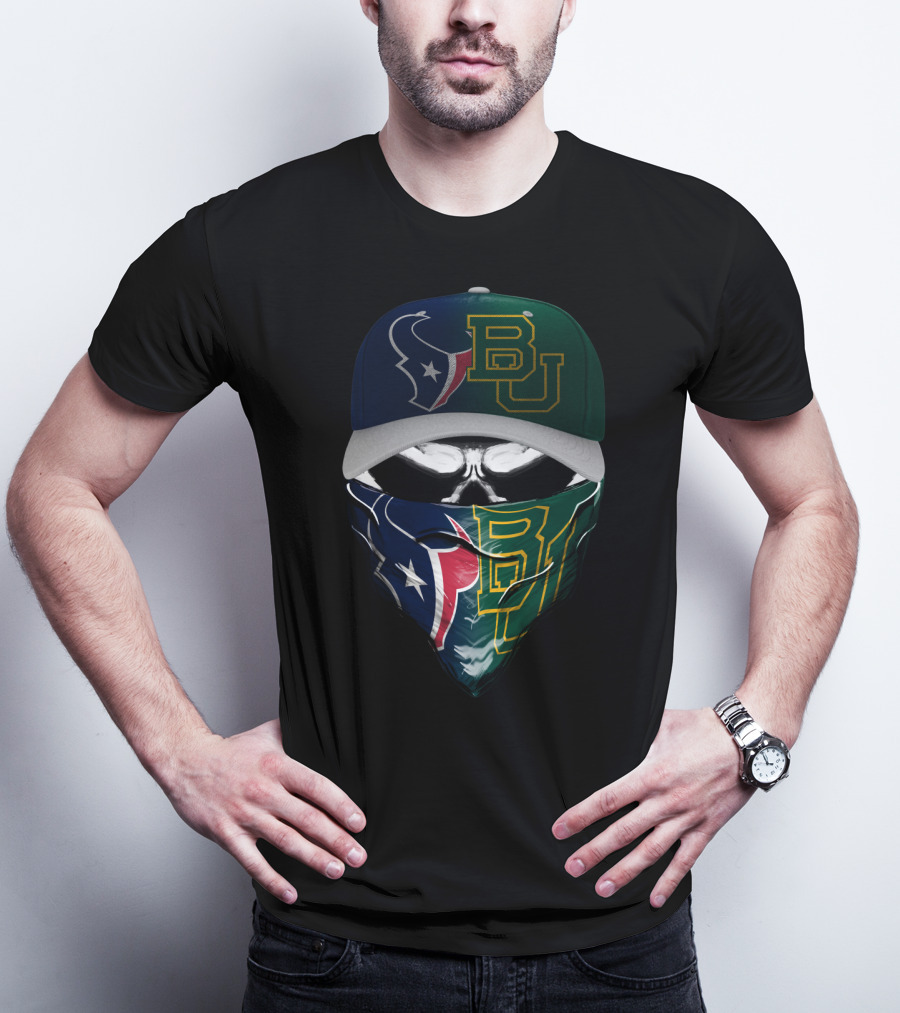 Houston Texans Baylor University Fan Mask Skull T-Shirt