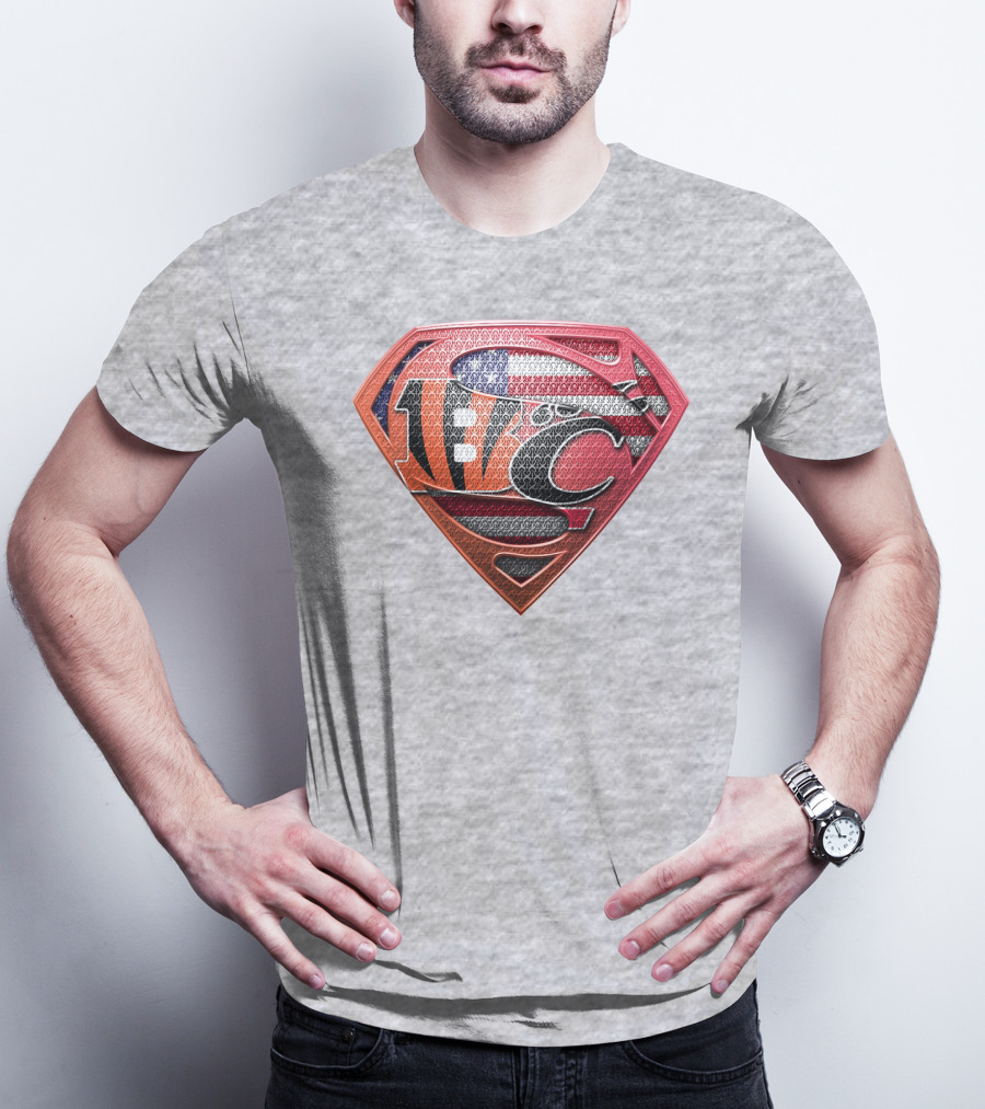 Superman Nfl Logo With American Flag Shield T-Shirt