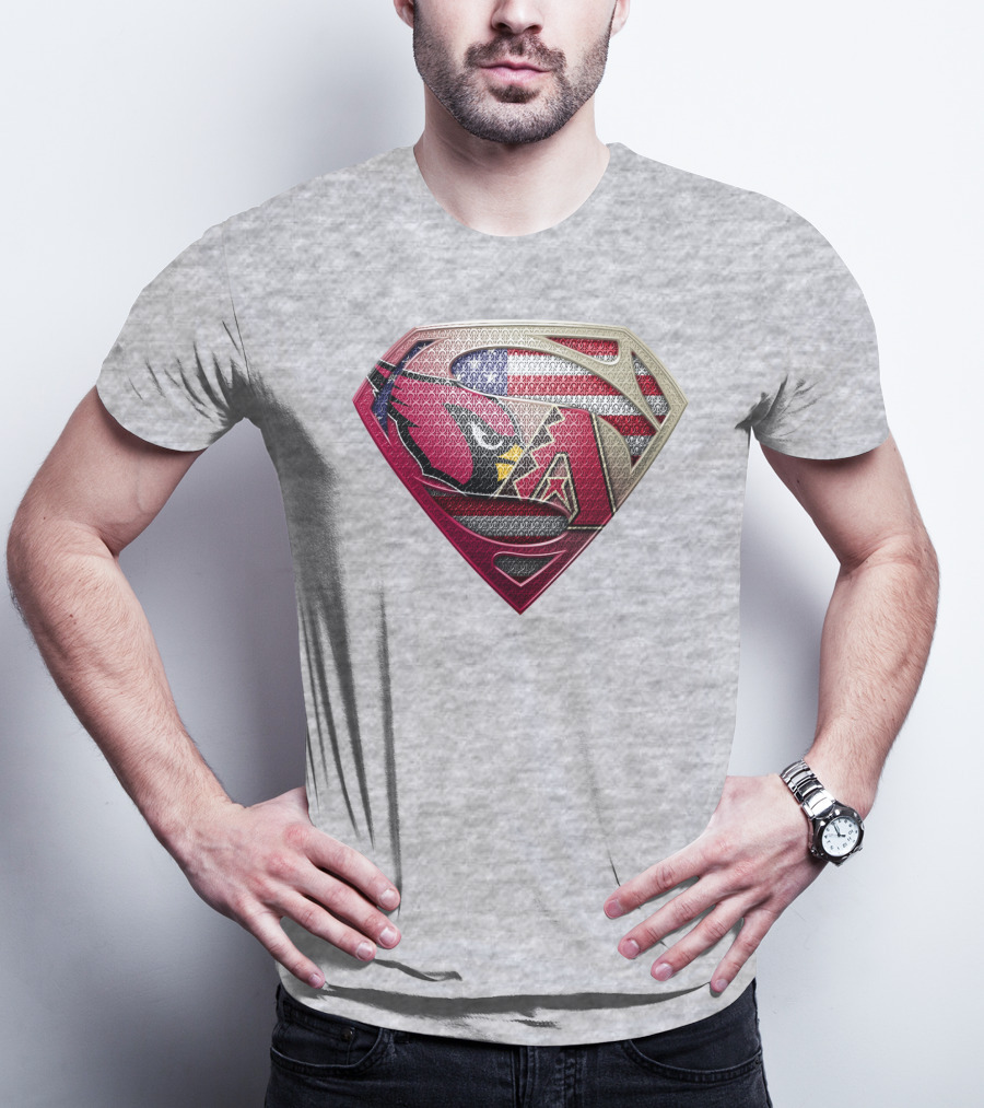 Superman American Flag Arizona Cardinals Logo Fusion T-Shirt