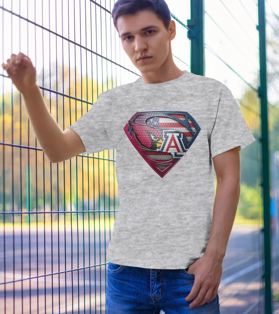 Arizona Cardinals Arizona Wildcats American Flag Shield T-Shirt