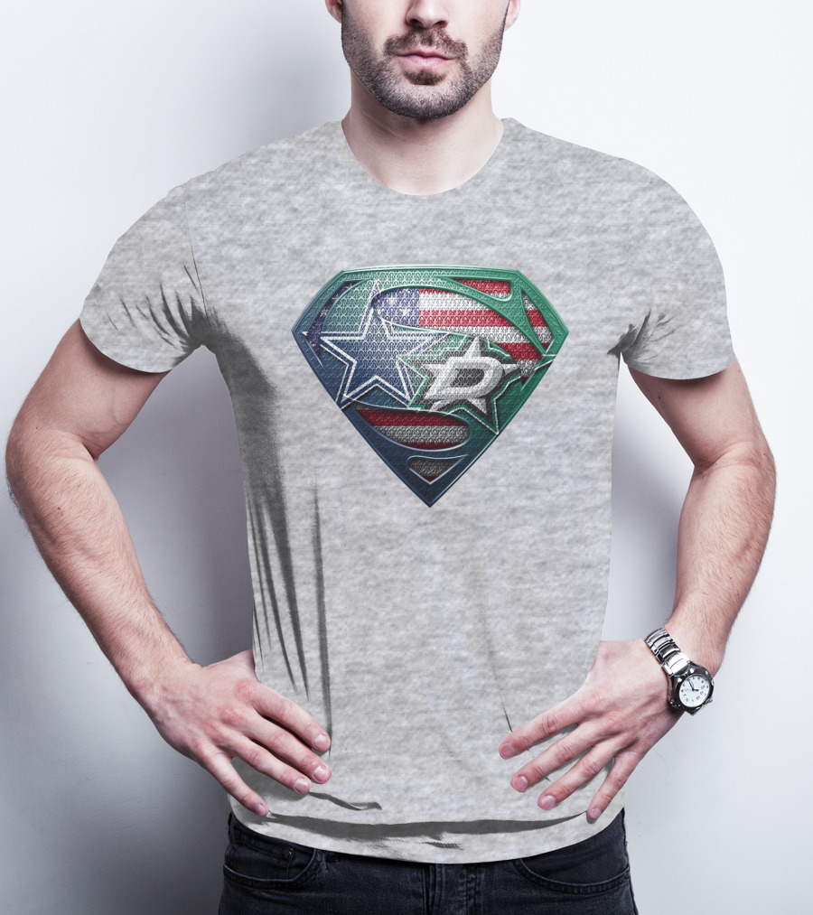 Dallas Stars American Flag Superman T-Shirt