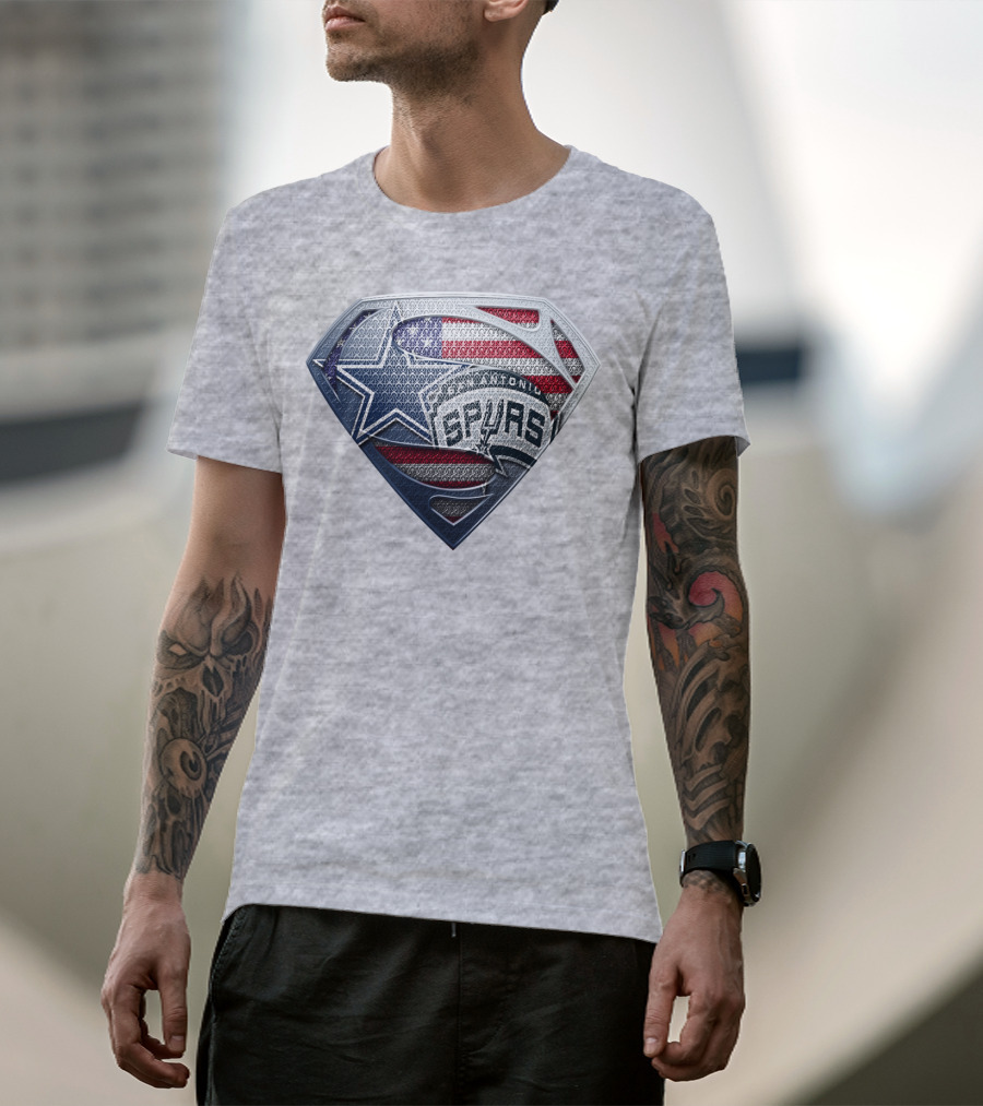 San Antonio Spurs Superman Shield Usa Flag T-Shirt