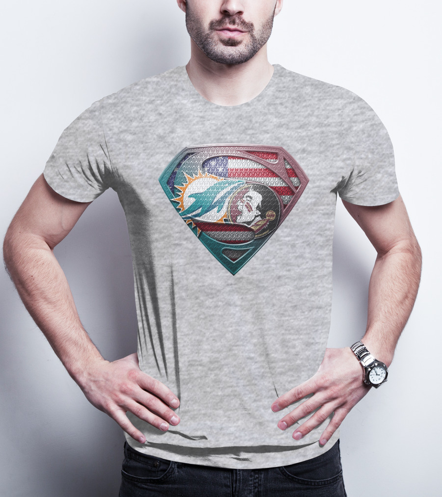 Miami Dolphins Superman American Flag T-Shirt