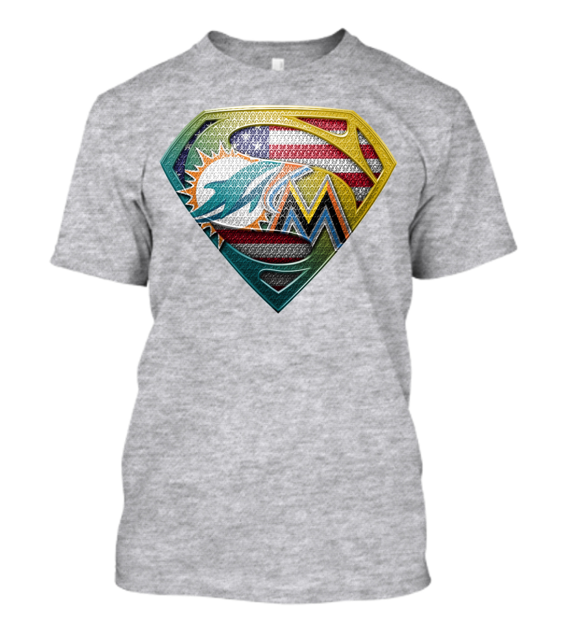 Superman Miami Dolphins Marlins American Flag T-Shirt