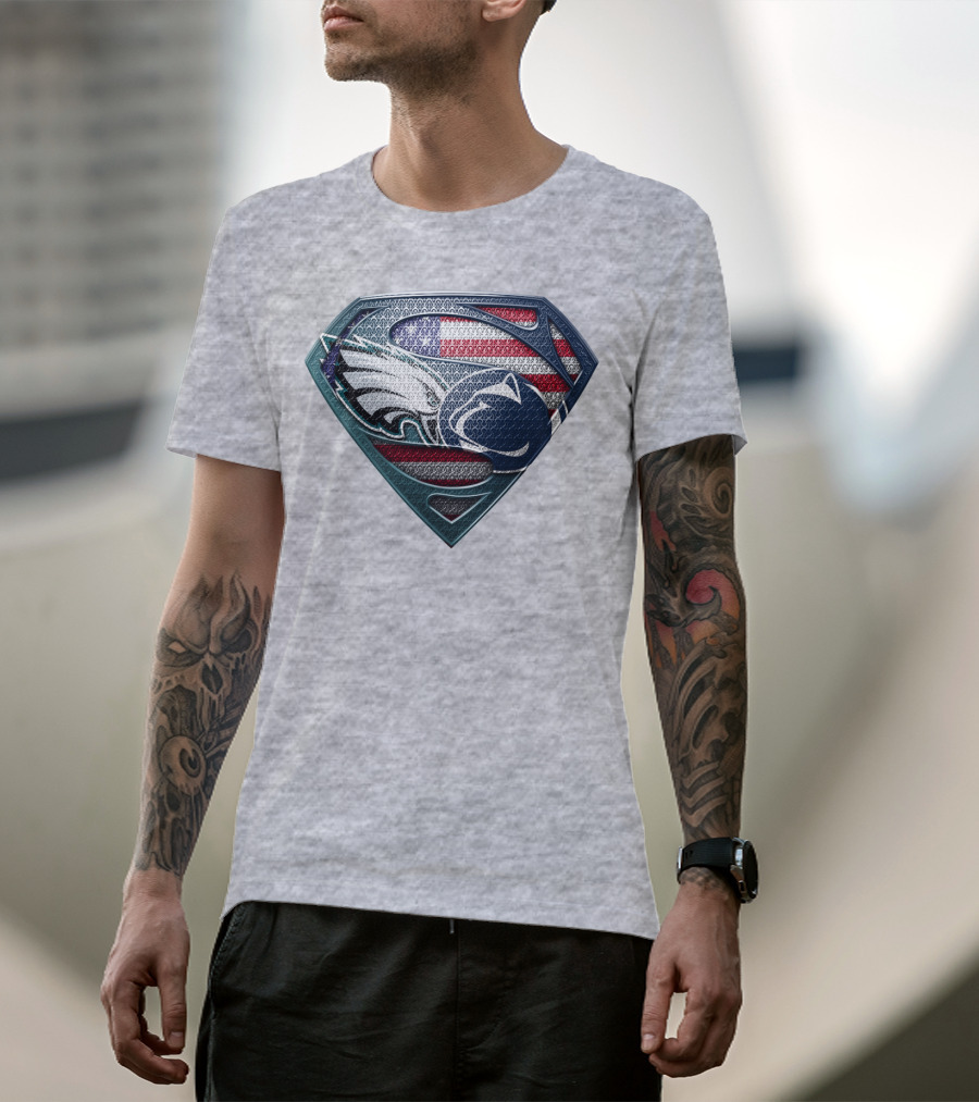 American Flag Philadelphia Eagles Penn State Superman Shield T-Shirt