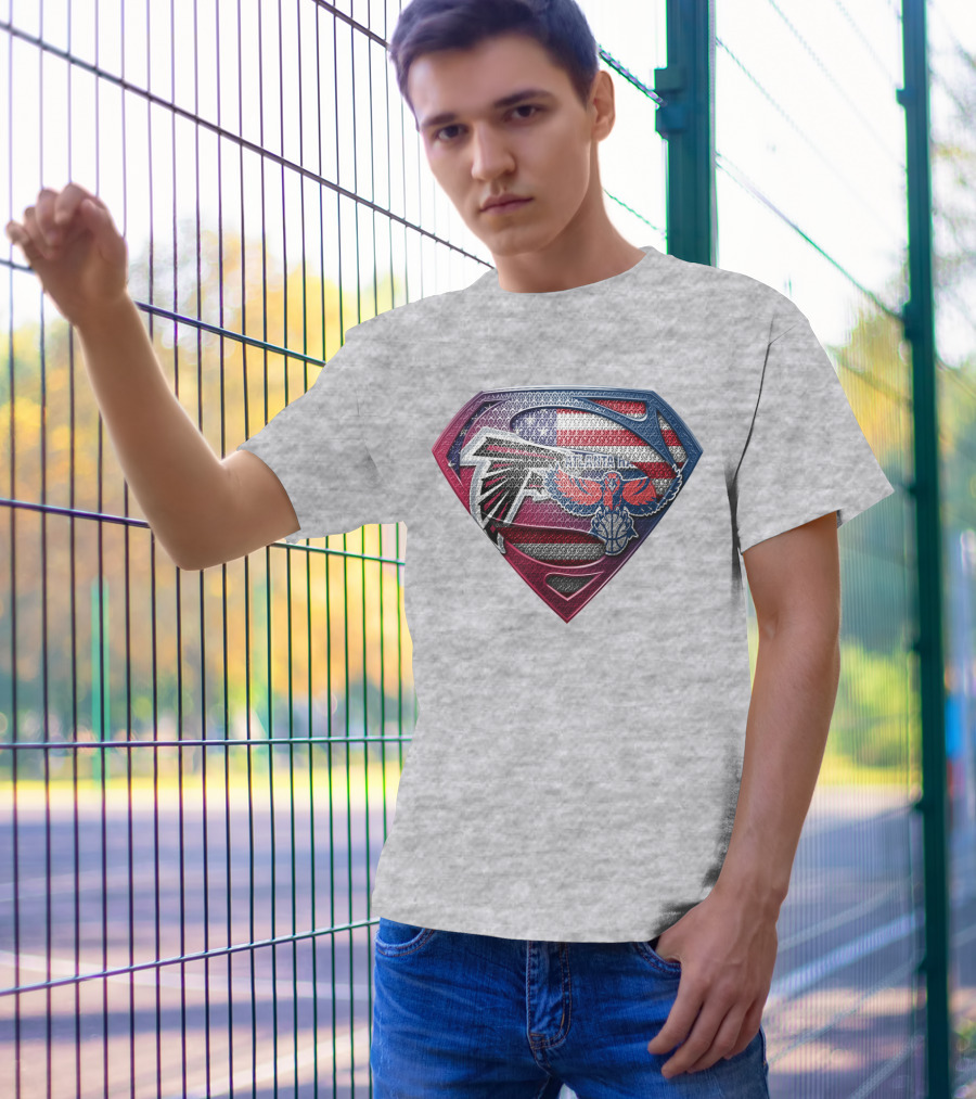 Atlanta Falcons Hawks Superman American Flag Superhero T-Shirt