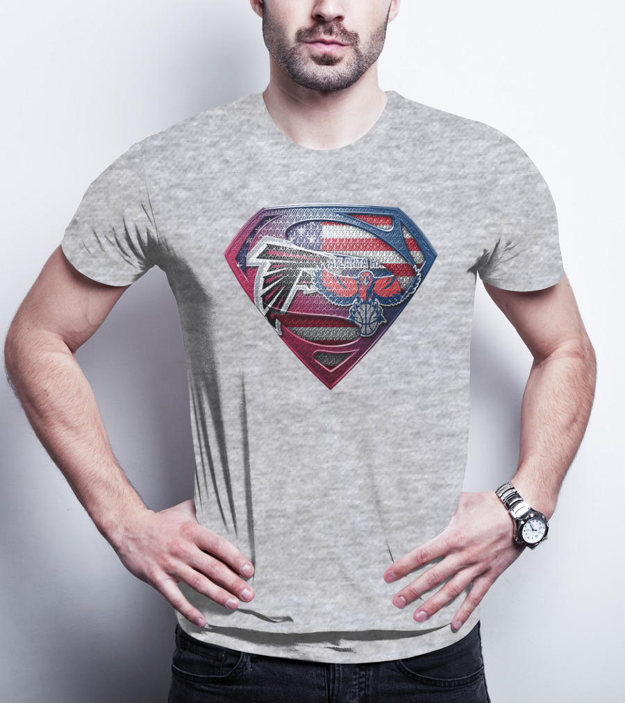 Atlanta Falcons Hawks Superman American Flag Superhero T-Shirt