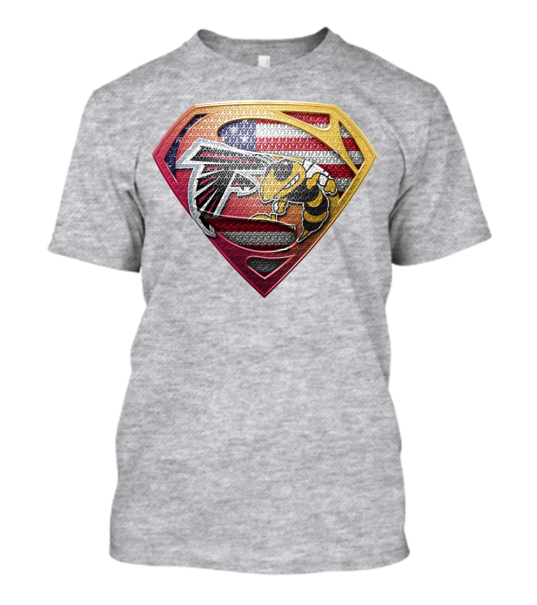 Superman Shield Atlanta Falcons American Flag Buzz T-Shirt