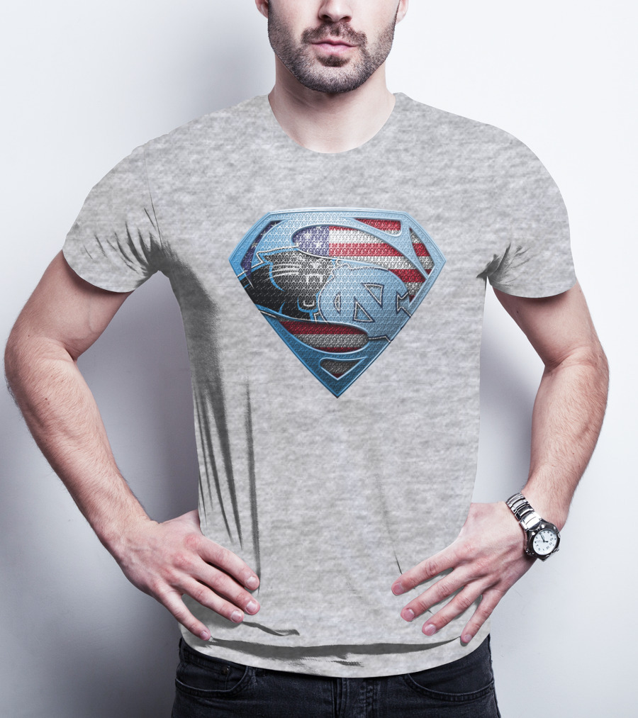 North Carolina Panthers Superman Usa Flag T-Shirt