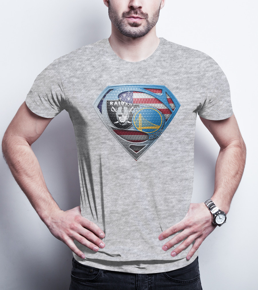 Superhero Shield Raiders Warriors American Flag T-Shirt