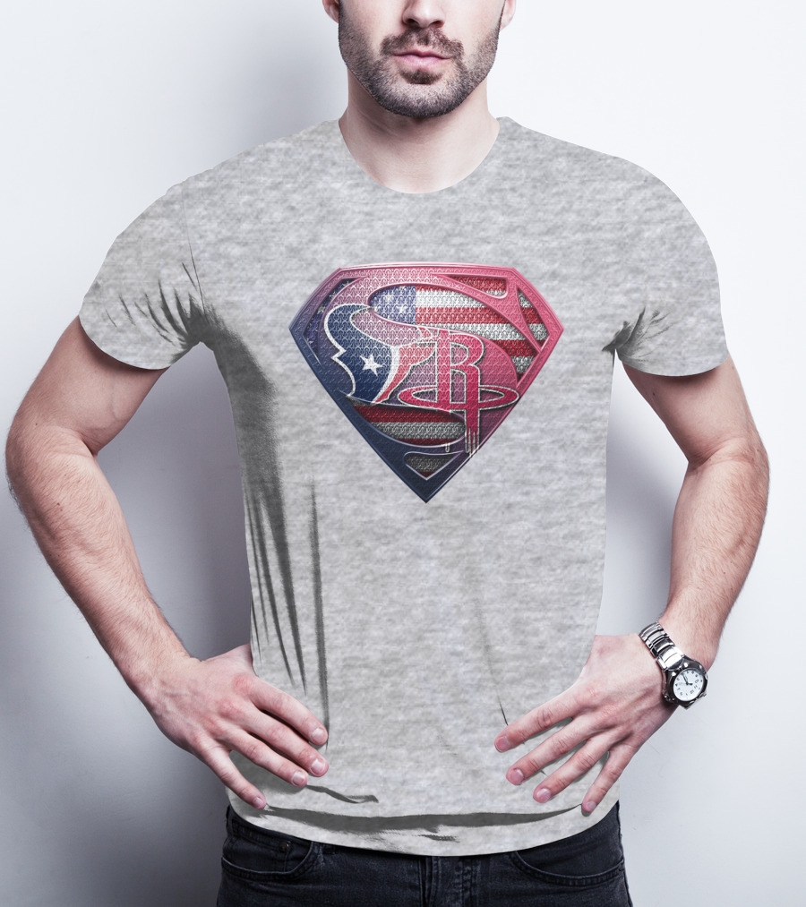 Superman Houston Texans Us Flag T-Shirt