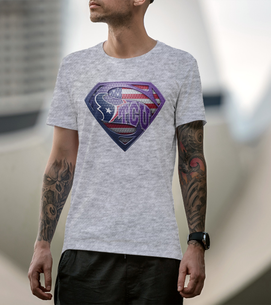 Tcu Super Shield American Flag Style T-Shirt
